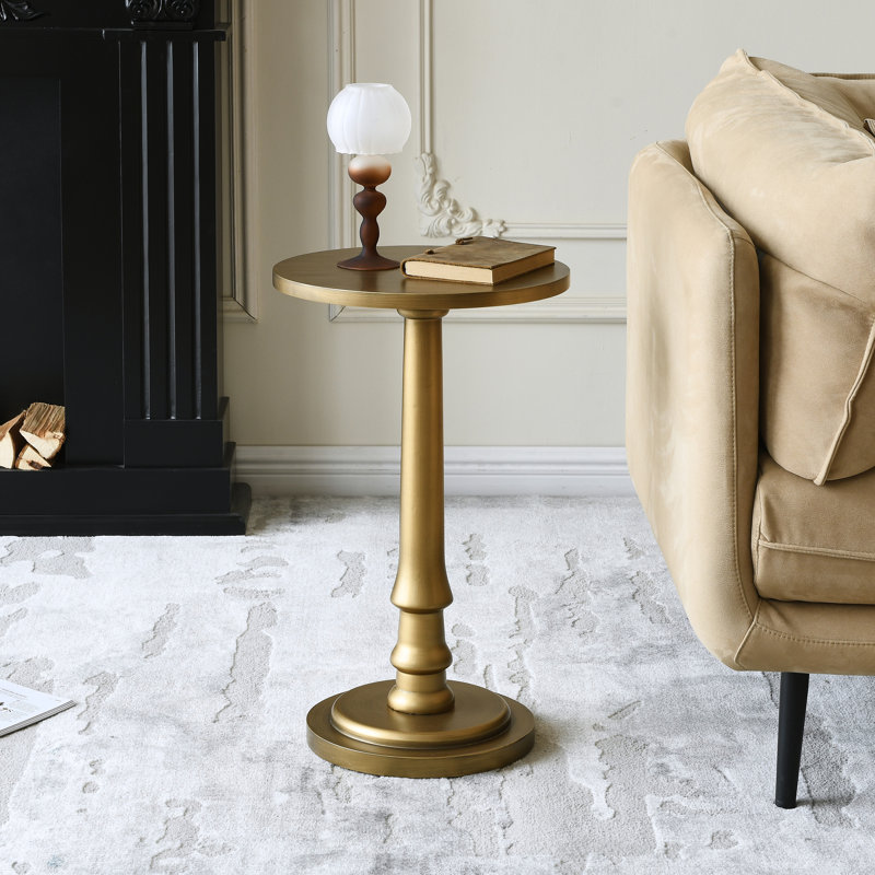 Mercer41 Tasheyana 22.7" Tall Wood Round Gold Pedestal End Table "& Reviews" | Wayfair